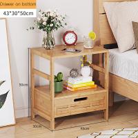 China Mid-Century Modern Bamboo Nightstand with Drawer and Storage Shelf for Bedroom or Living Room Use for sale