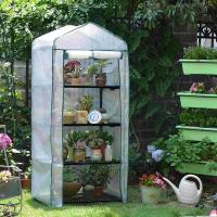 China 4-Tier Mini Greenhouse Portable Indoor Outdoor Waterproof Cloth Tent PE Cover Roll-Up Zipper Door Metal Frame for Growing Seeds for sale