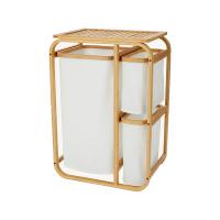 China Double Bamboo Laundry Hamper with 3 Separate Storage for Towels and Clothes 3-Tiered Shelf in Bathroom Room for sale