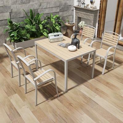 China Outdoor Leisure Table Chair  Wood Antiseptic Plastic for Courtyard Villa Terrace Garden Balcony Cafe-Kitchen Application for sale