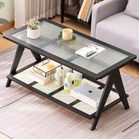 China Modern Simple Luxury Home Center Table for Living Room Office Balcony for Small Apartments Glass Light Weighted Coffee Table for sale