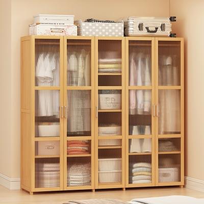 China Wardrobe with Rods, Modern Freestanding Closet Cabinet Bedroom Storage Door for Blankets, Clothing, Quilt for sale