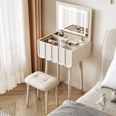 China Multi-colors Led Light Makeup Mirror with 0.18 Small Size Foldable Dressing Table Large Storage for sale