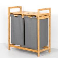 China High Quality Polyester Wood Laundry Hamper Basket Dirty Clothes Storage Organizer with Top Shelf Sorter Rack for sale