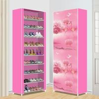China Large Capacity Simply-Assembled Simple Fabric Shoe Rack Non-Woven with Zip Convertible Metal Porte Chaussures for Home Hotel for sale