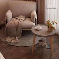 China 2 Tier Round Coffee Table Bedside Nordic Modern Small Apartment Bedroom Tea for Homestay Balcony with Wood Legs for sale