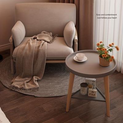 China 2 Tier Round Coffee Table Bedside Nordic Modern Small Apartment Bedroom Tea for Homestay Balcony with Wood Legs for sale
