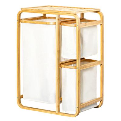 China Laundry Hamper Rack Standing Bucket Dirty Clothes Sorter 3 Tier Storage Bag in Room Bathroom for sale