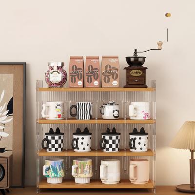 China Acrylic Desktop Water Bottle Organizer Storage Rack Kitchen Office Cup Mug Mini Condiment Shelves for sale
