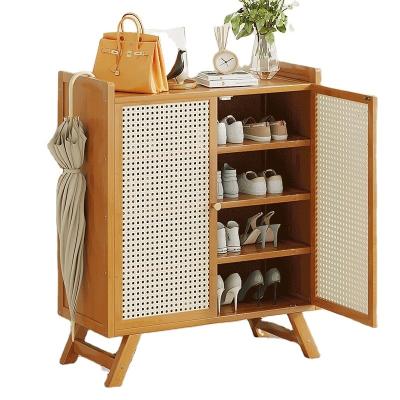 China Modern One Stop Entryway Shoe Cabinet with Bamboo Doors Zapatero Living Room Home Furniture Rack for sale