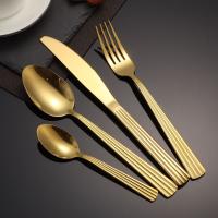 China Casa Luna Golden Cutlery Set Stainless Steel 18/10 Inoxidable Flatware 24pc Golden Plated Inoxidable 18/10 Flatware for sale