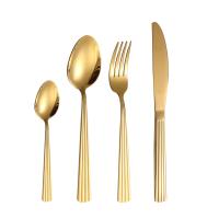 China Casa Luna Golden Cutlery Set Stainless Steel 18/10 Inoxidable Flatware 24pc Golden Plated Inoxidable 18/10 Flatware for sale