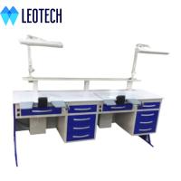 China Extended Double Dental Technician Bench with Steel Surface 215×60×80/86cm and Dual Dust Removal System 220V/110V for sale