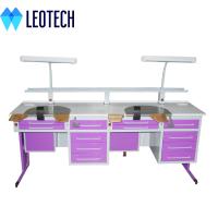 China Extended Double Dental Technician Bench with Steel Surface 215×60×80/86cm and Dual Dust Removal System 220V/110V for sale