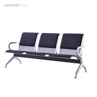 China Hospital Waiting Chair Steel Frame Leather Seat Chrome Armrest Custom for sale