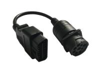 China Black Deutsch 9 Pin J1939 Male to J1962 OBD2 OBDII 16 Pin Male Cable 20AWG for sale