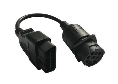 China Black Deutsch 9 Pin J1939 Male to J1962 OBD2 OBDII 16 Pin Male Cable 20AWG for sale
