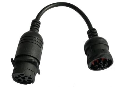 China Black J1939 Deutsch 9 Pin Male Square Flange to J1708 6 Pin Female Cable 20AWG for sale