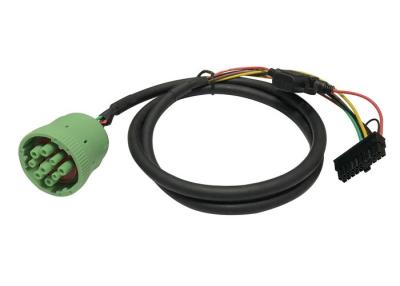 China Green J1939 Deutsch 9 Pin Female to Molex 20 Pin Female Cable 32V 3A Fuse for sale