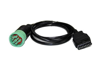 China Green J1939 Deutsch 9 Pin Female to OBD2 16 Pin Female Cable 20AWG Custom Length for sale