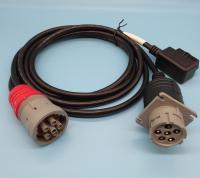 China Deutsch 6 Pin J1708 Female to Right Angle OBD2 OBDII Female and 6 Pin Male Splitter Y Cable 20AWG for sale