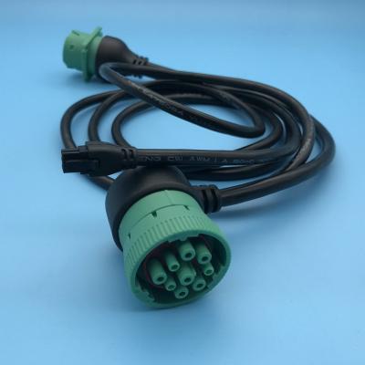 China Right Angle Deutsch 9 Pin J1939 Female to Molex 6 Pin Female and Deutsch 9 Pin Male Y Cable 20AWG for sale
