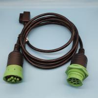 China Green Deutsch 9 Pin Female to Right Angle OBD2 Female and Threaded J1939 Jamnut Male Splitter Y Cable 20AWG for sale