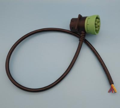 China Deutsch 9 Pin J1939 Green Female to Black Male Pass-through Cable 20AWG Custom Length for sale