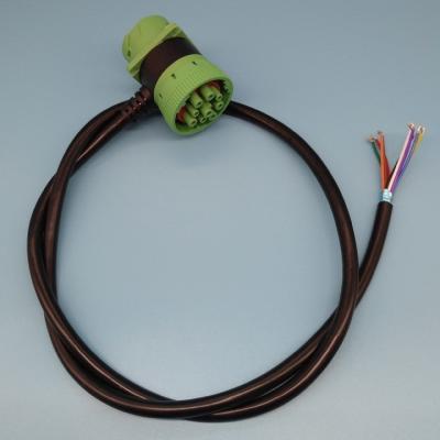 China J1939 Deutsch 9-Pin Green Female Male Pass-through to Open End Cable 20AWG for sale