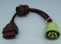 China Green Deutsch 9 Pin J1939 Female to OBD2 16 Pin Female and J1939 Male Splitter Y Cable 18AWG for sale
