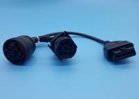 China Black Deutsch 9 Pin J1939 Female to J1962 OBD-II 16 Pin Female and J1939 Male Split Y Cable 20AWG for sale