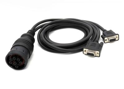 China Black J1939 Deutsch 9 Pin Female to Dual DB9P Female Truck Y Cable 20AWG for sale
