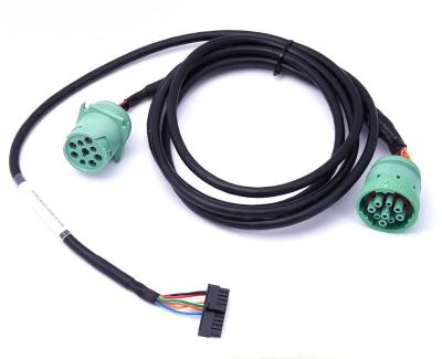 China Green Deutsch 9 Pin J1939 Female to Molex 20 Pin Female and J1939 Male Y Adapter Cable 18AWG for sale