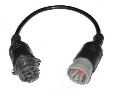 China J1939 Type 1 Deutsch 9 Pin Male Square Flange to J1708 6 Pin Female Cable 18AWG for sale