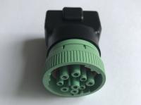 China Green J1939 Deutsch 9 Pin Female to OBD2 16 Pin Female Adapter 20AWG for sale