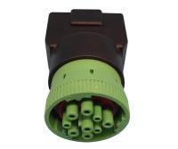 China Green J1939 Deutsch 9-Pin Female to OBD2 16-Pin Female Adapter 20AWG for sale