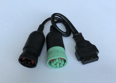 China OBD2 OBDII Female to Deutsch 9 Pin J1939 Female and 6 Pin J1708 Female Splitter Y Cable 20AWG for sale