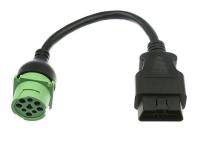 China Green Deutsch 9 Pin J1939 Male to J1962 OBD2 OBD-II Male CAN Bus Cable 20AWG for sale