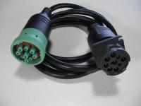 China Green Type 2 Deutsch 9 Pin J1939 Female to Type 1 Male Cable 18AWG for sale