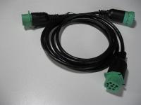China Green Deutsch 9-Pin J1939 Female to Dual 9-Pin Male Splitter Y Cable 20AWG for sale