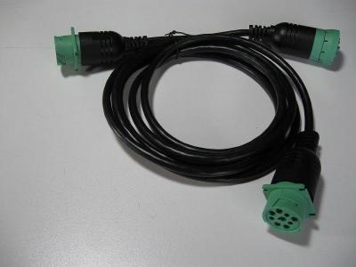 China Green Deutsch 9-Pin J1939 Female to Dual 9-Pin Male Splitter Y Cable 20AWG for sale