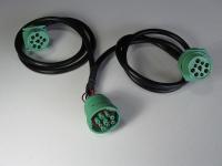 China Green Deutsch 9-Pin J1939 Female to Dual J1939 Male Y Cable 20AWG Custom Length for sale