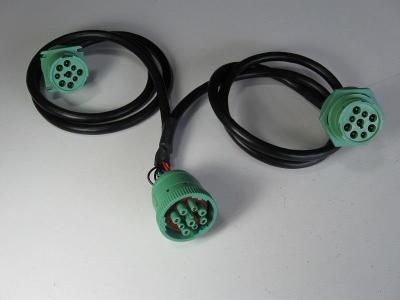 China Green Deutsch 9-Pin J1939 Female to Dual J1939 Male Y Cable 20AWG Custom Length for sale