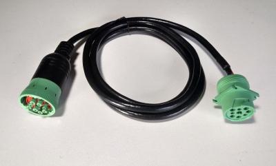 China Green Type 2 Deutsch 9-Pin J1939 Female to Male Cable 20AWG Custom Length for sale