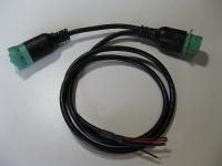 China Green Deutsch 9 Pin J1939 Male to Female Open End Splitter Y Cable 20AWG Custom Length for sale