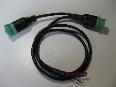 China Green Deutsch 9 Pin J1939 Male to Female Open End Splitter Y Cable 20AWG Custom Length for sale