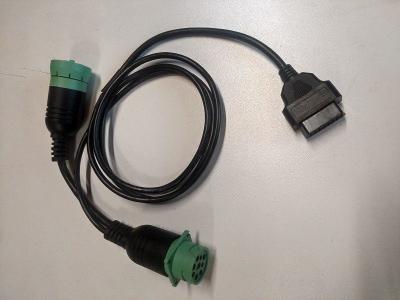 China Green Deutsch 9-Pin J1939 Male to OBD2 Female and J1939 Female CAN Bus Y Cable 20AWG for sale