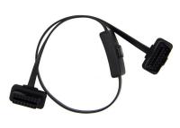 China OBD2 OBDII J1962 Right Angle 90 Degree Male to Female Extension Flat Cable with Switch 26AWG for sale