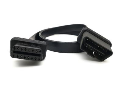 China Flat Ribbon Slim OBD2 16 Pin Male to Female Extension Cable 26AWG Pure Copper Pins for sale
