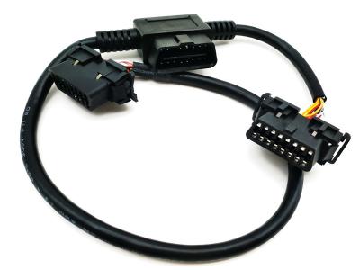 China OBD2 OBDII Male to Dual Hyundai Kia OBD2 Female Round Y Cable 26AWG Custom Pinout for sale